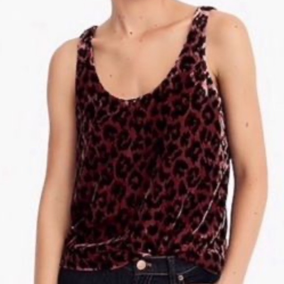 J. Crew | Tops | Nwt J Crew Leopard Print Velvet Tank Rose Brown ...